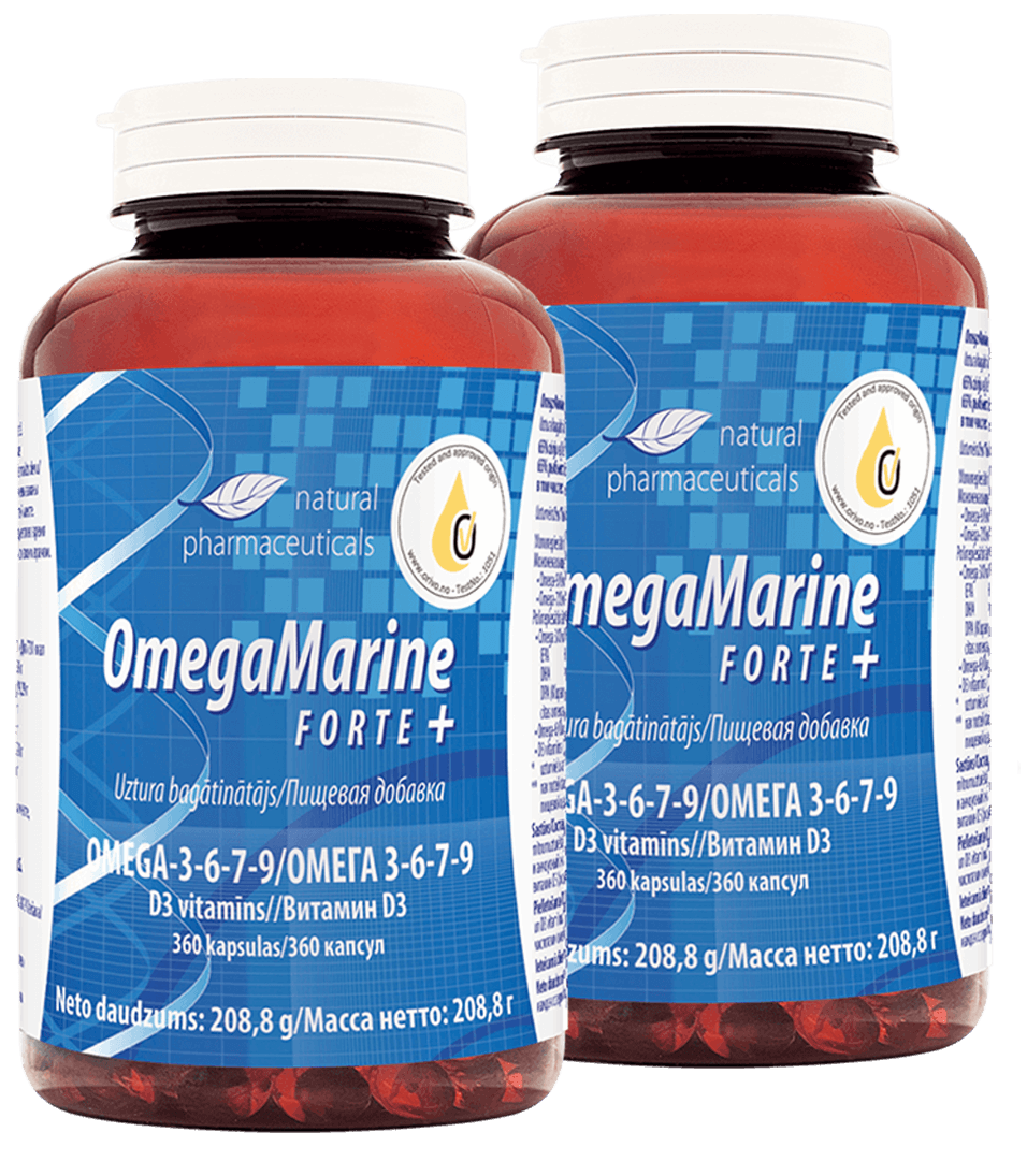 OmegaMarine Forte+ krājumi gadam | Natural Pharmaceuticals